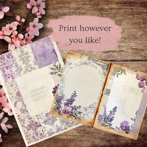 Vintage Classic Botanical Purple Filler Pages for Junk Journal ...