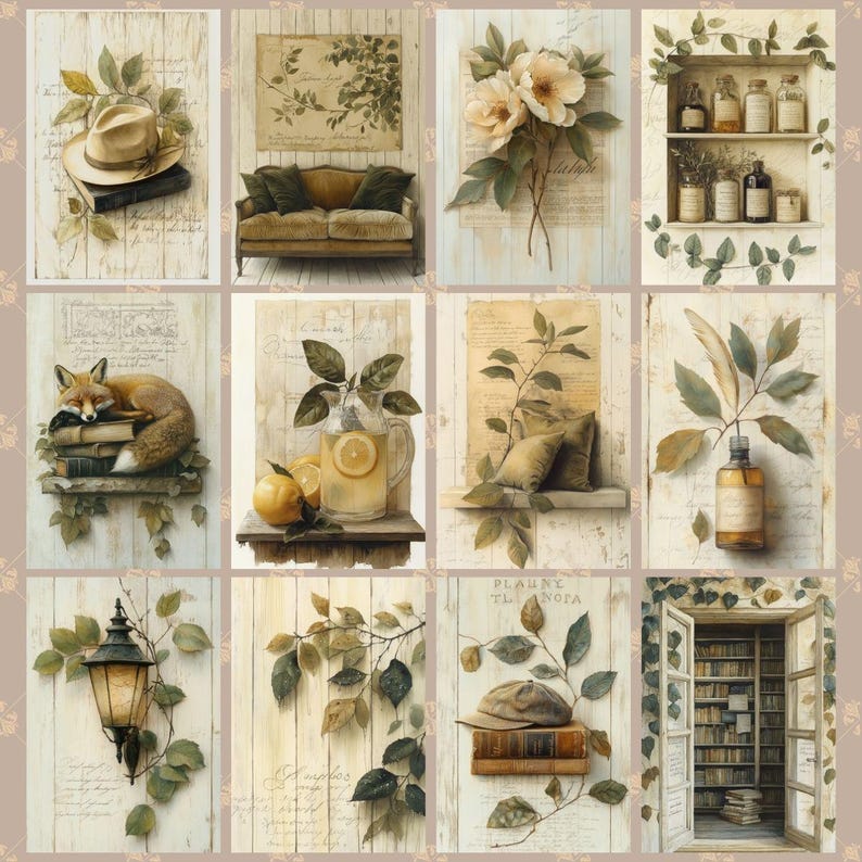 Rustic White Cottage Digital Junk Journal, Shabby Chic Countryside ...