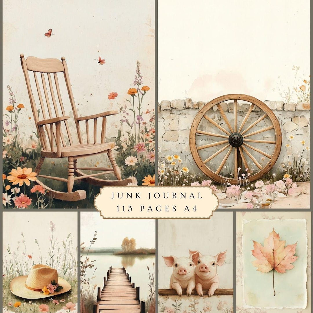 Boho Vintage Junk Journal Scrapbook Filler Digital Printable Page Retro ...