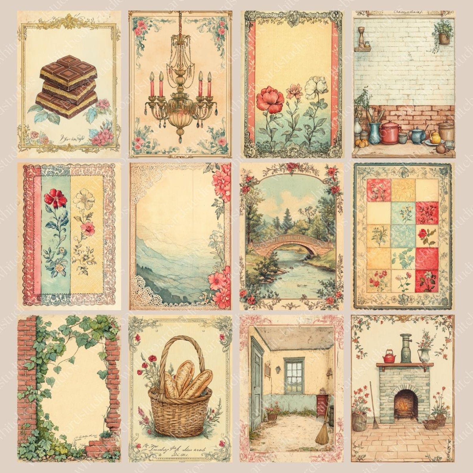 Classic Fairytale Junk Journal Scrapbook Wall Art, Vintage Folklore ...