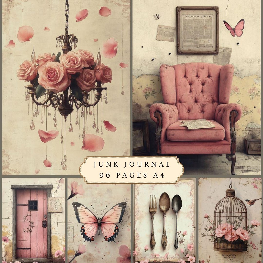 Vintage Classic Rose Junk Journal Scrapbook Filler Digital Printable ...