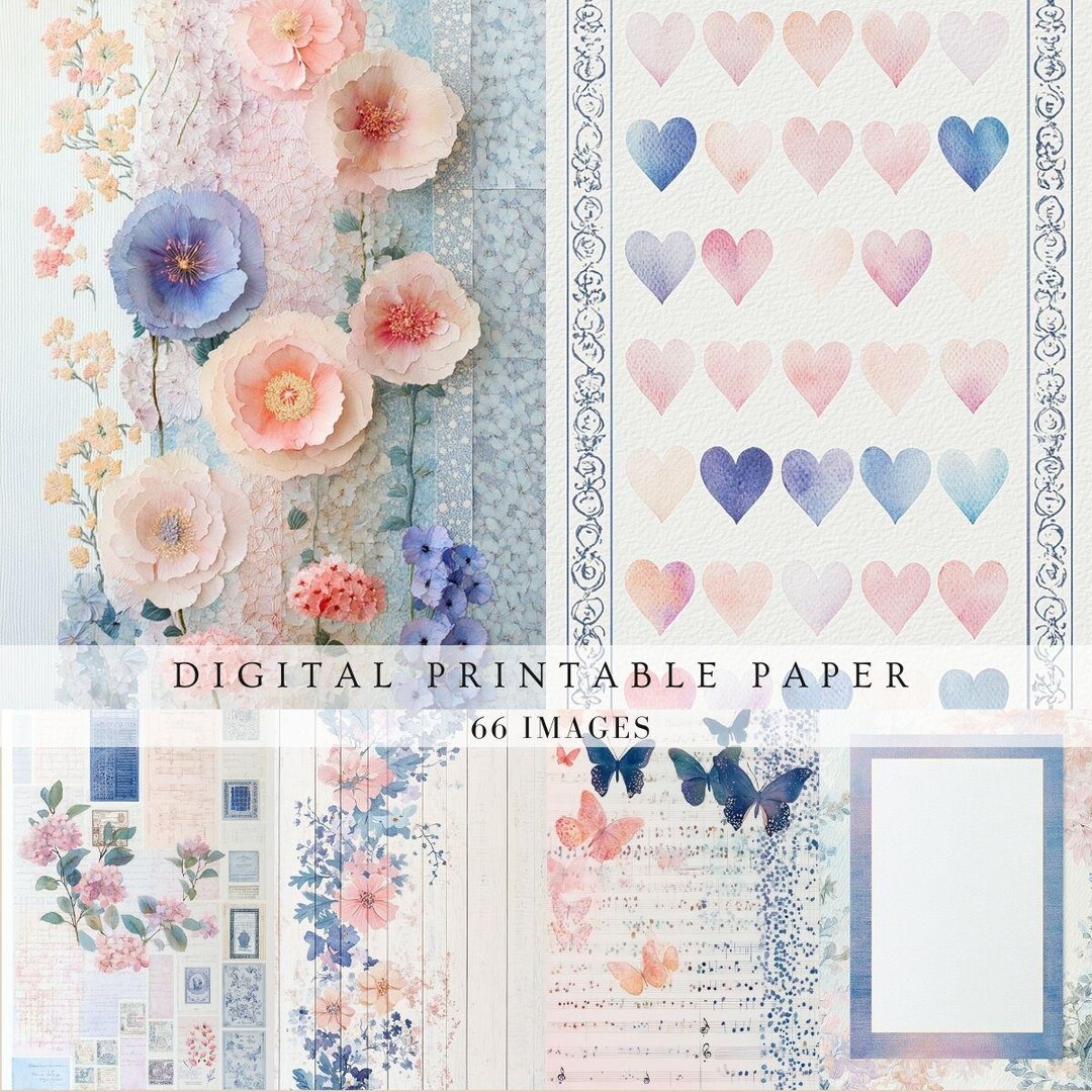 Pastel Colors Filler Junk Journal Scrapbook Paper, Shabby Distressed ...