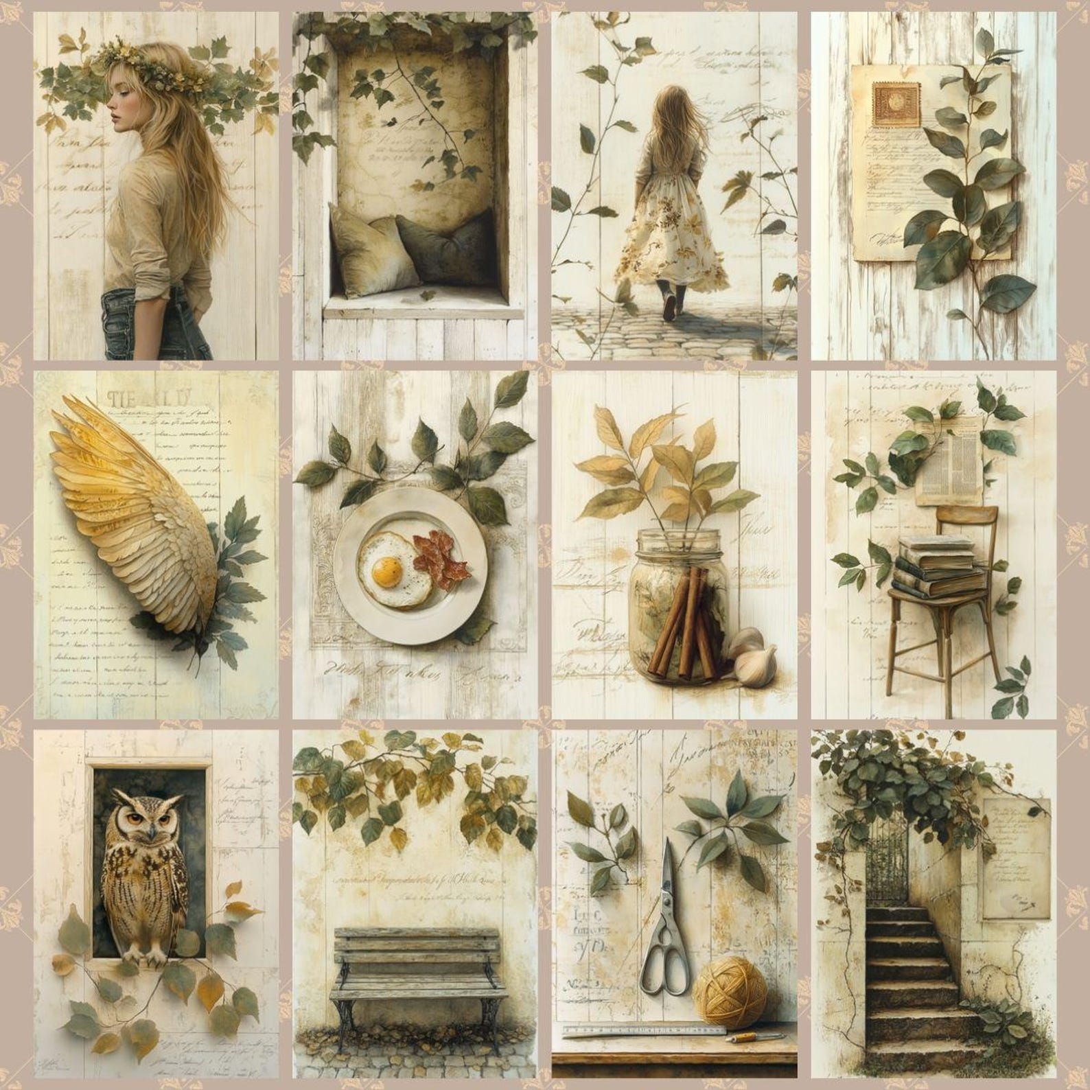 Rustic White Cottage Digital Junk Journal, Shabby Chic Countryside ...