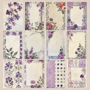 Vintage Classic Botanical Purple Filler Pages for Junk Journal ...