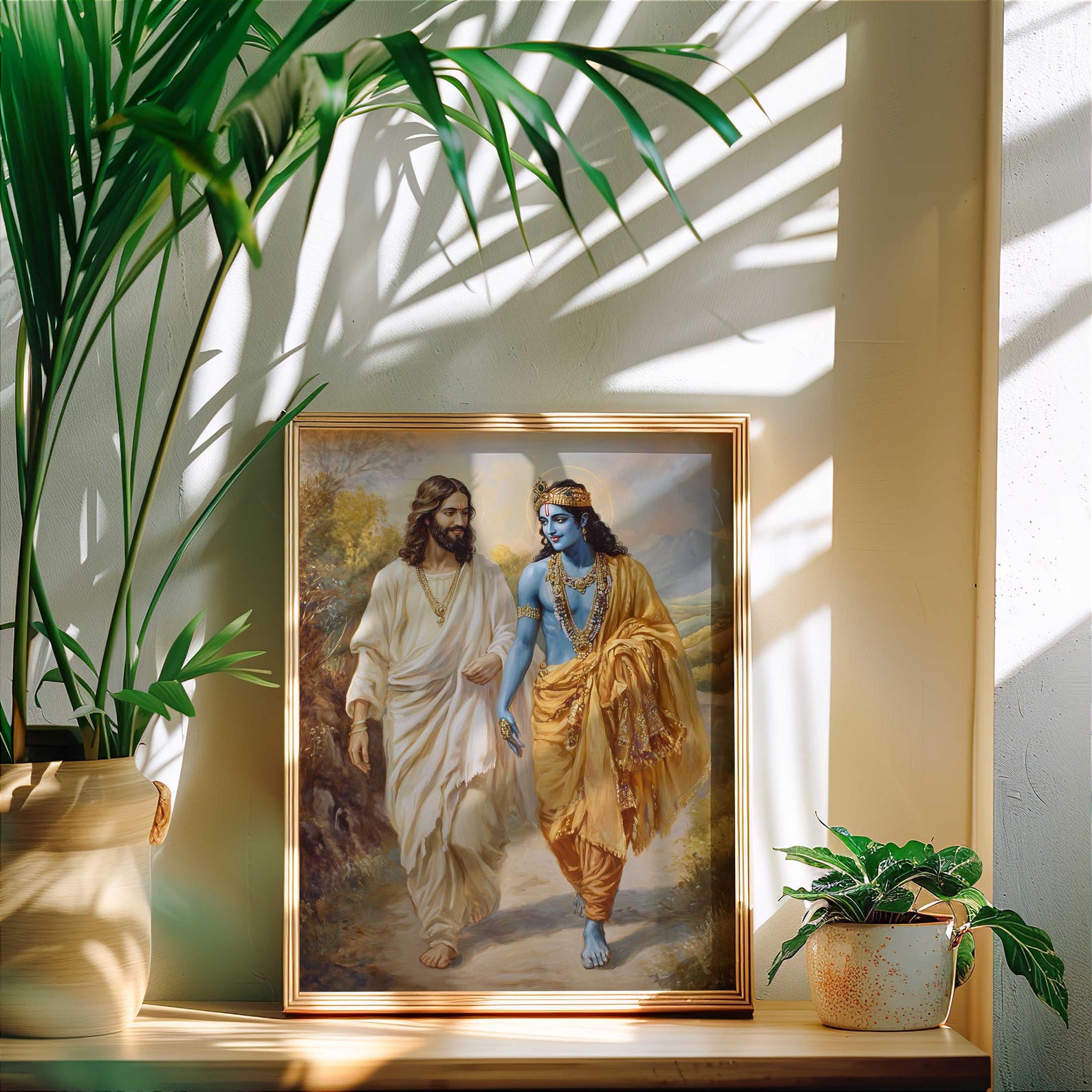 Lord Krishna Meets With Jesus Christ, Jesus Walking Along With Krishna ...