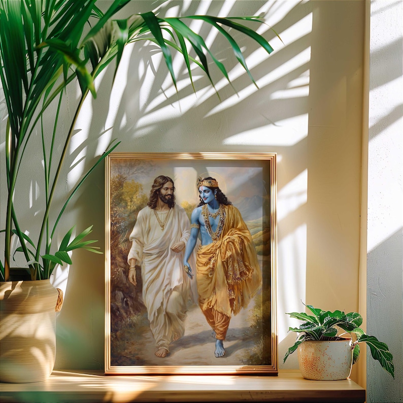 Lord Krishna Meets With Jesus Christ, Jesus Walking Along With Krishna ...
