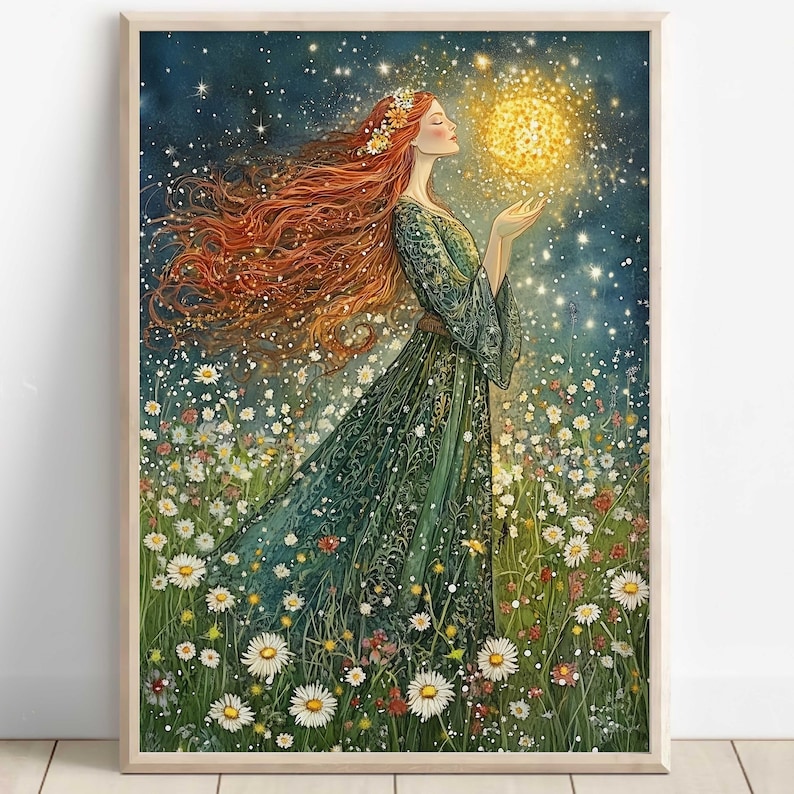 Brigid Celtic Goddess Wall Art, Irish Mythology Print, Goddess of Fire ...