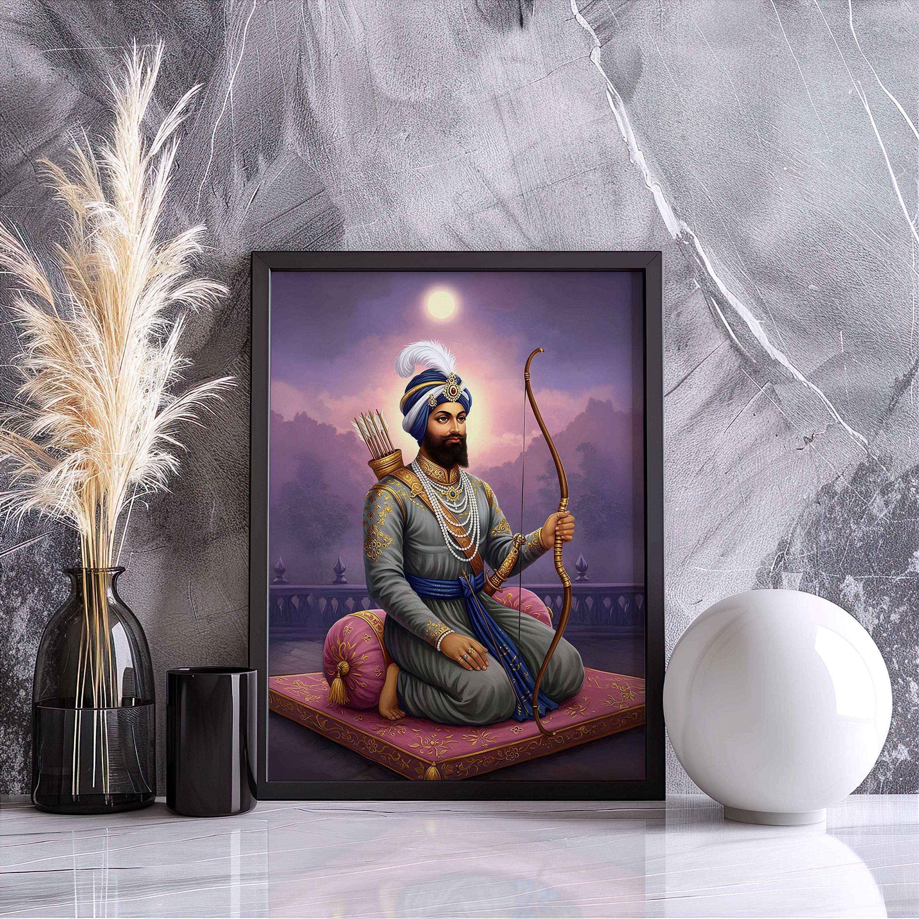 Guru Gobind Singh, 10th Sikh Guru (1675–1708), Sikh Art, Vintage ...
