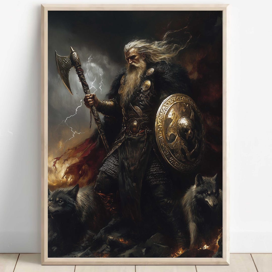 Odin Wall Art, Norse Mythology Decor, Viking God Artwork, All-father ...