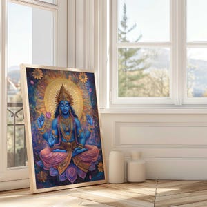 Vishnu Art, Hindu God Wall Art, VISHNU, Indian God, Lord Narayana ...