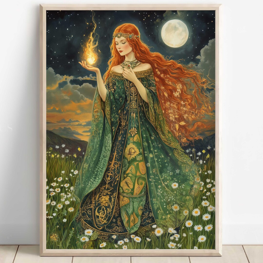 Brigid Celtic Goddess Wall Art, Irish Mythology Print, Goddess of Fire ...