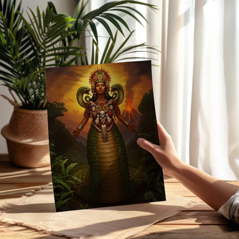 Aztec Wall Art, Coatlicue Art, Aztec Goddess of Earth Decor, Aztec ...