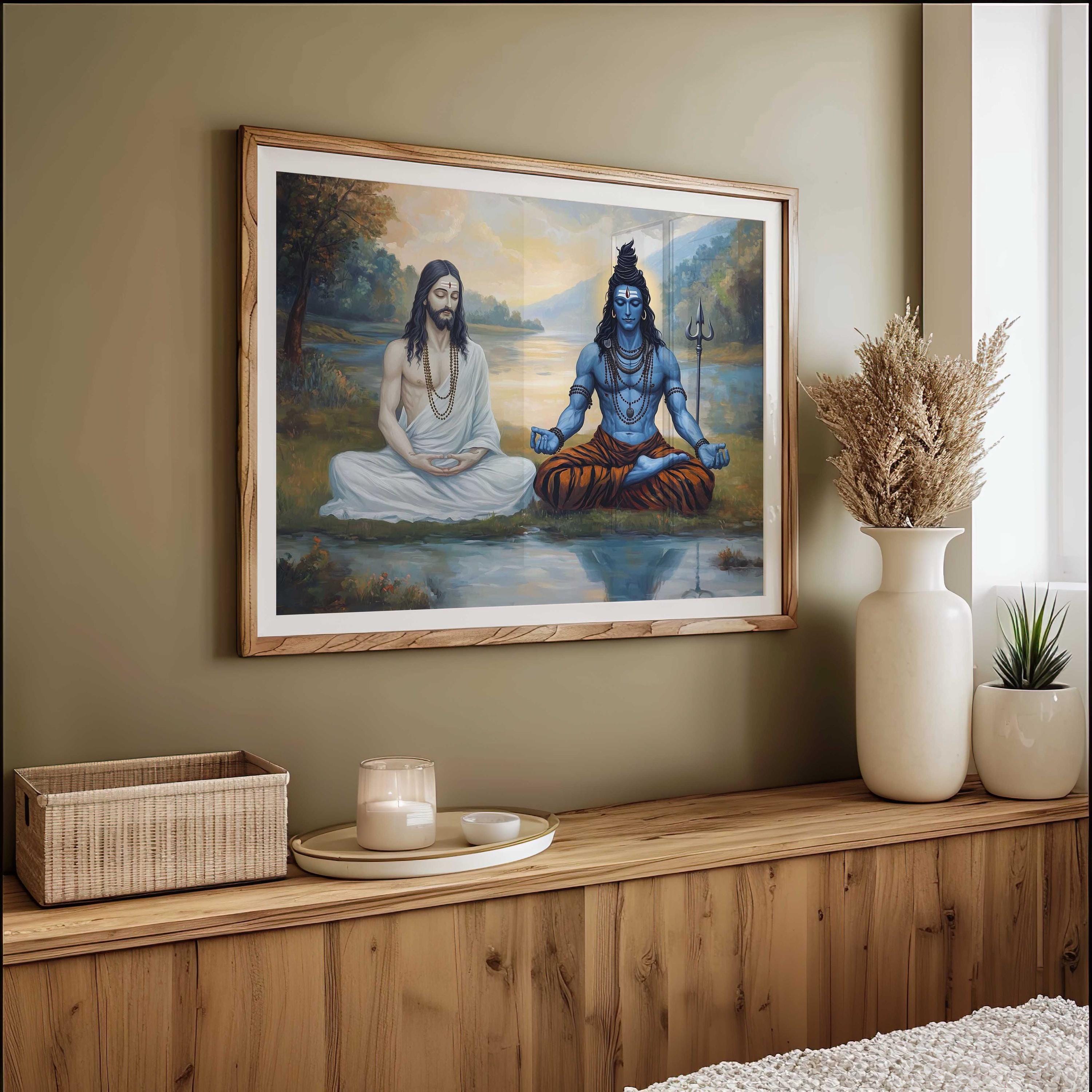 Lord Shiva Meditating With Jesus Christ, Jesus Meditating Along With ...