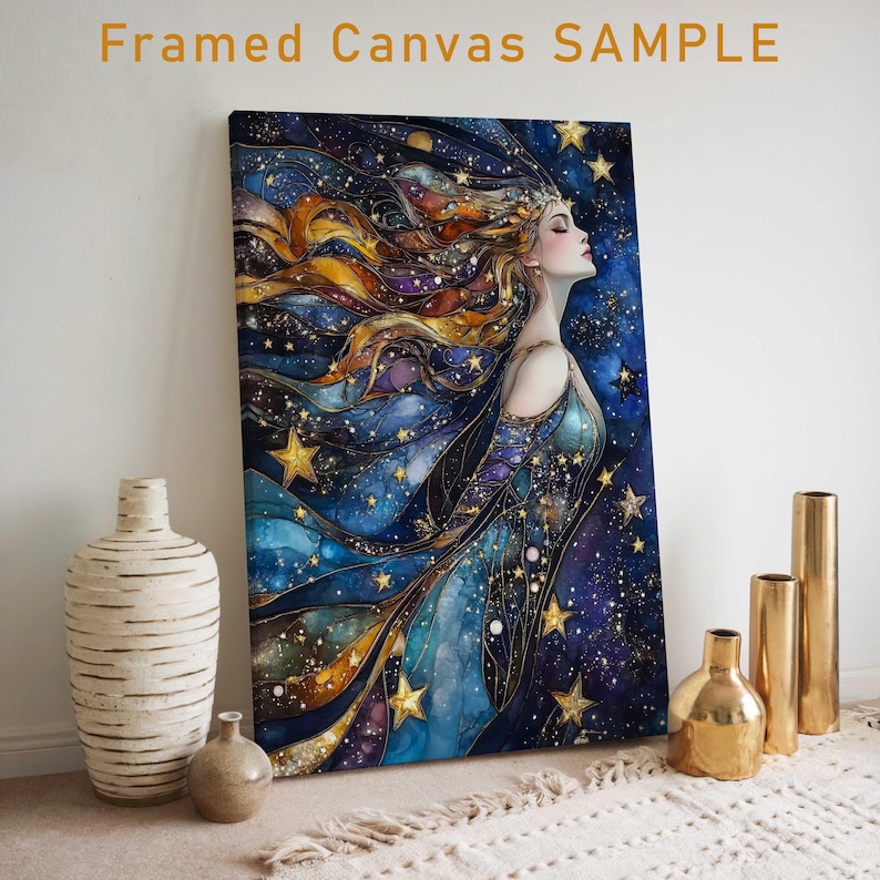 Asteria Wall Art, Greek Goddess of Stars, Art Nouveau Decor, Mythology ...