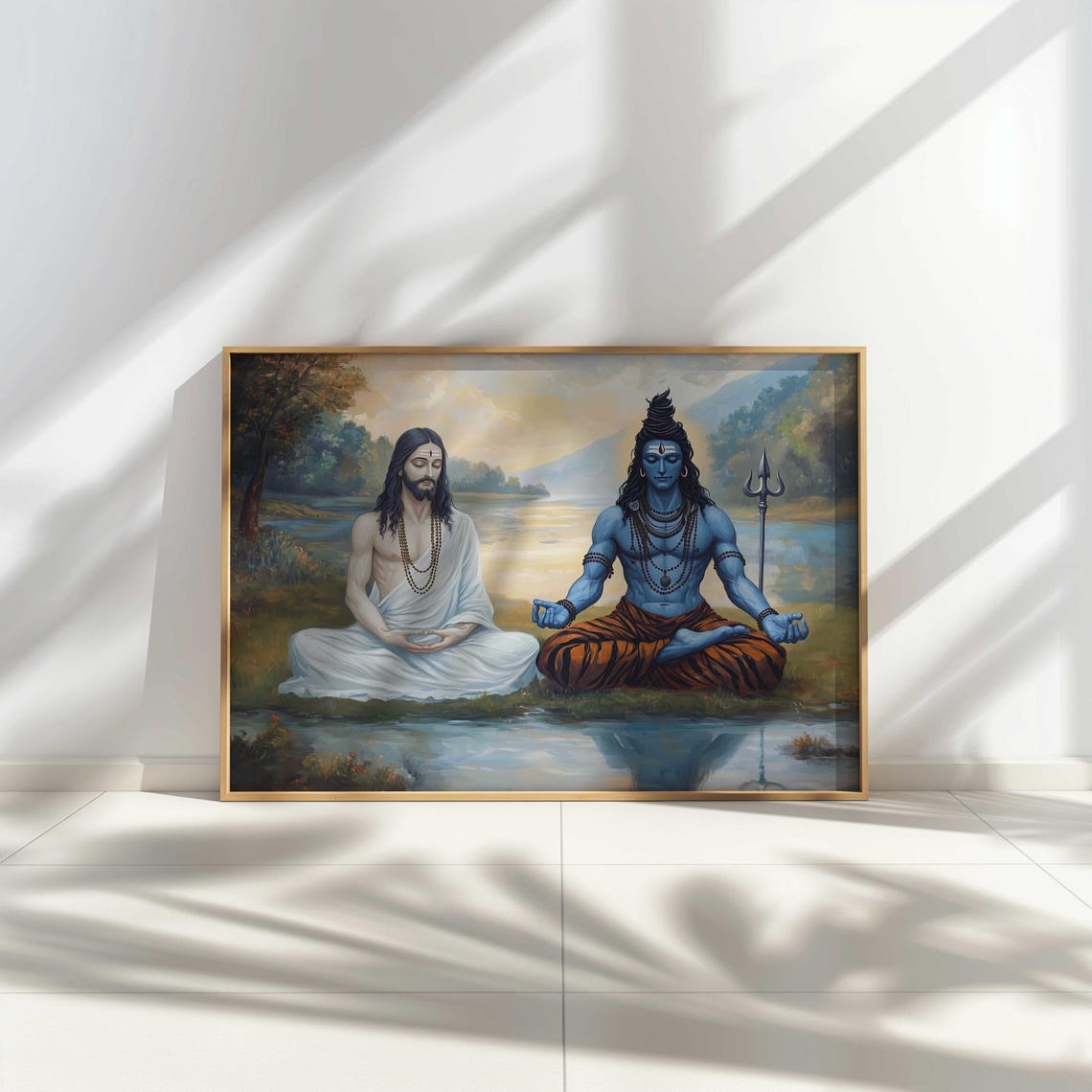 Lord Shiva Meditating With Jesus Christ, Jesus Meditating Along With ...