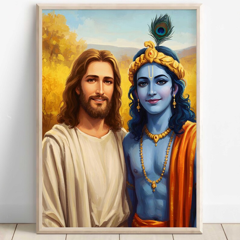 Lord Krishna Meets With Jesus Christ, Jesus Along With Krishna, Jesus ...