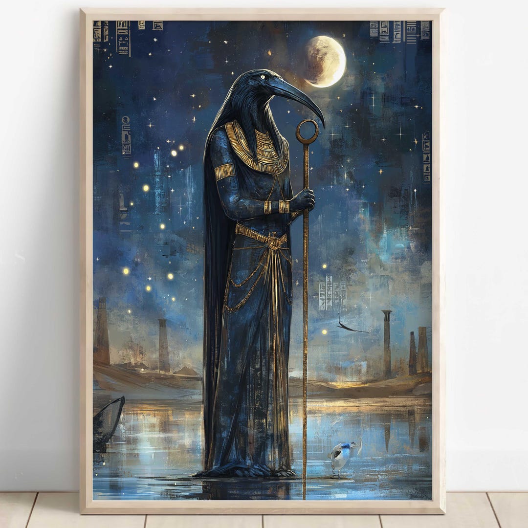 Egyptian God Thoth Print, Thoth Wall Art, Ancient Egyptian Mythology ...