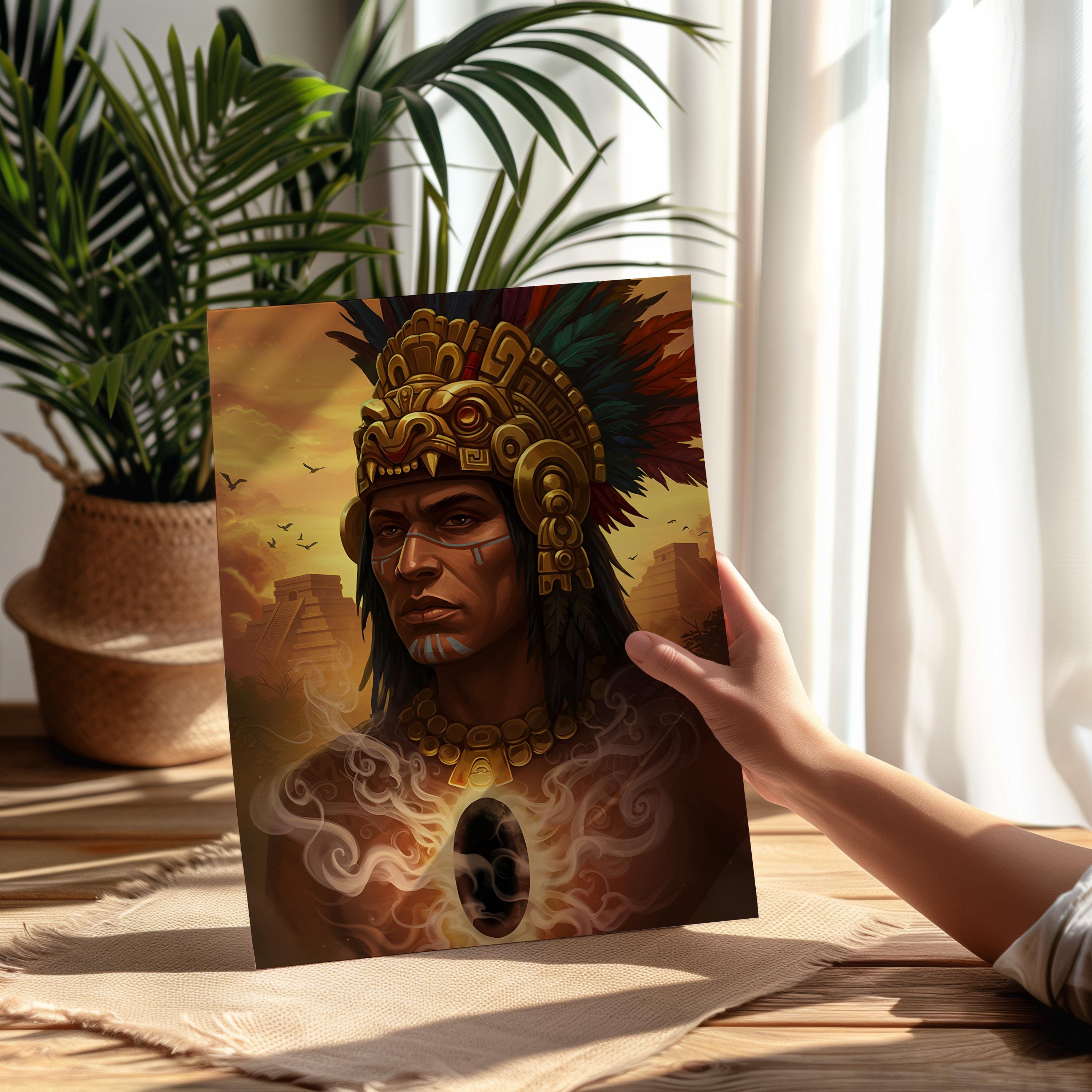Aztec Wall Art, Tezcatlipoca Art, Aztec God of Night Decor, Aztec ...
