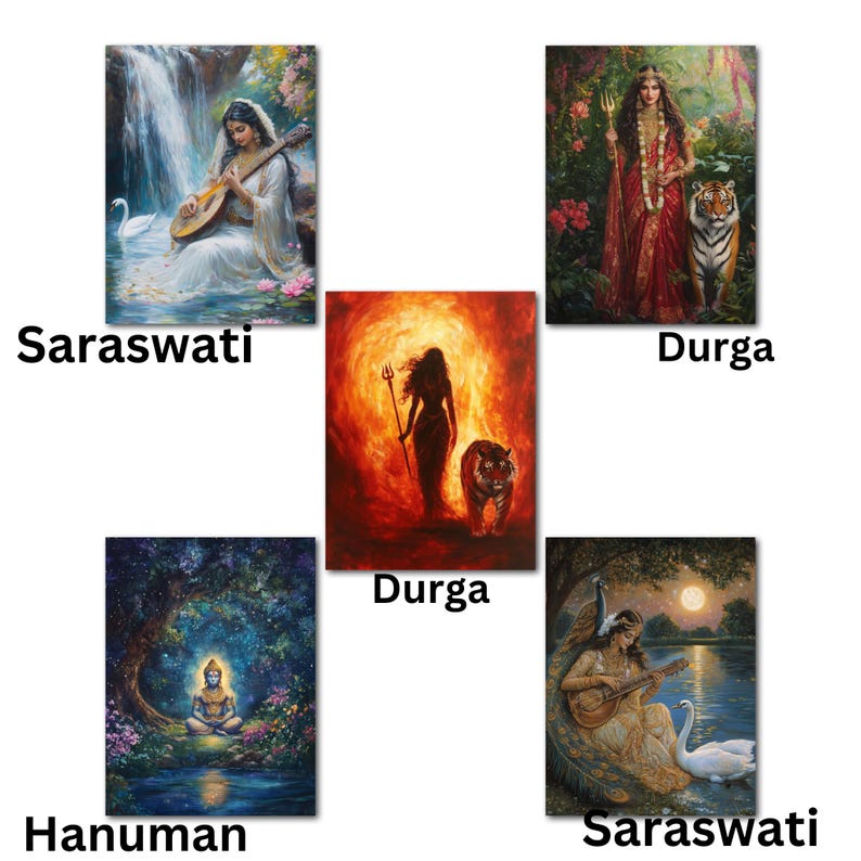 20 Hindu Gods Paintings Digital Pack Vol 1, Lakshmi, Saraswati, Krishna ...