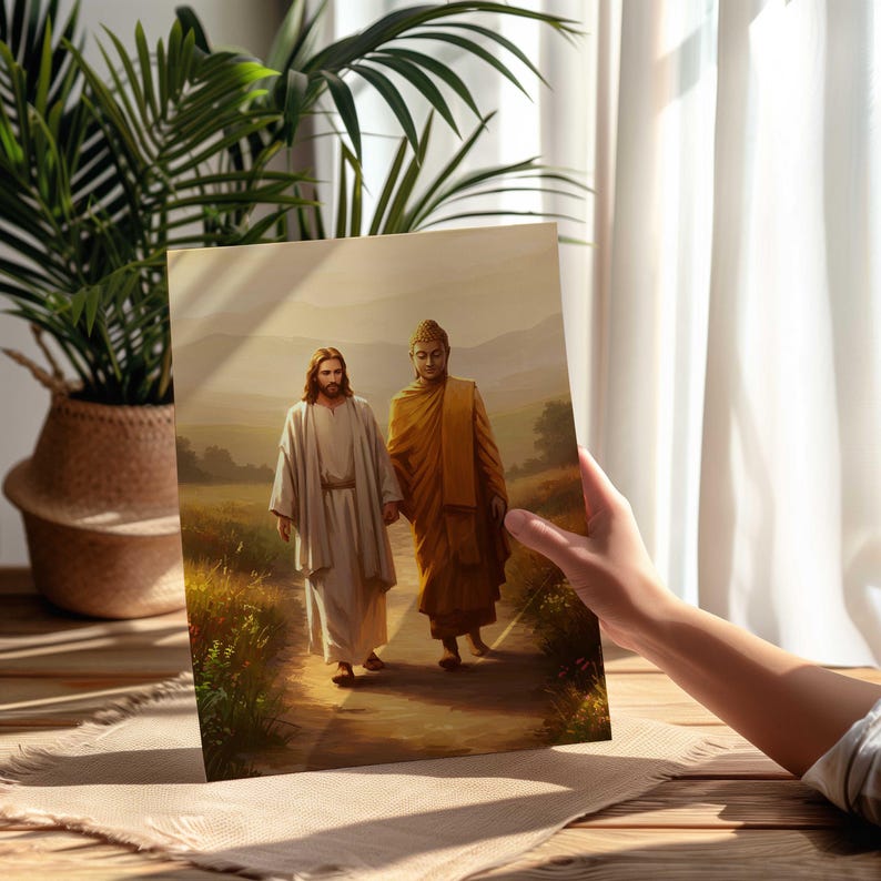Lord Buddha Walking With Jesus Christ, Jesus Along With Buddha ...