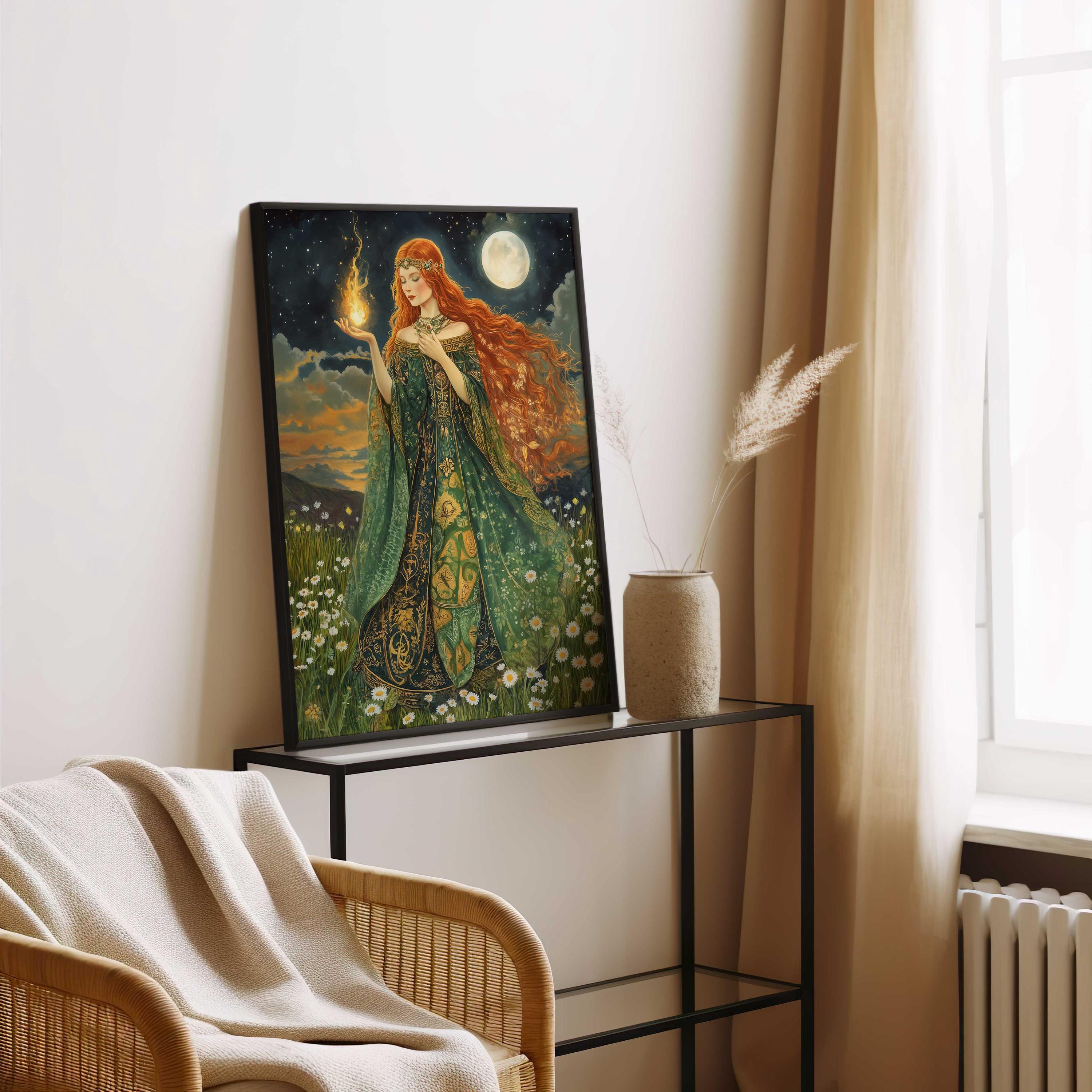 Brigid Celtic Goddess Wall Art, Irish Mythology Print, Goddess of Fire ...