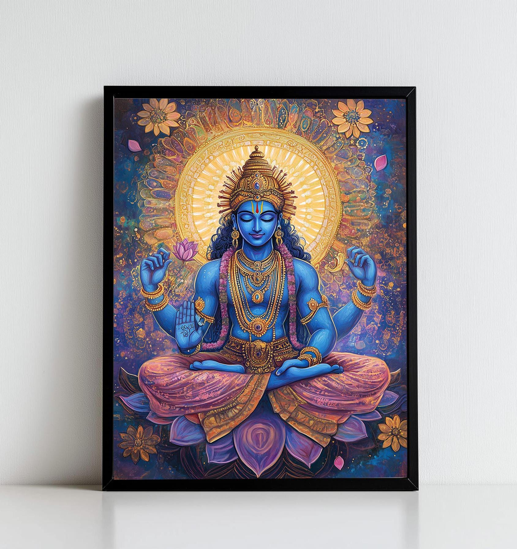 Vishnu Art, Hindu God Wall Art, VISHNU, Indian God, Lord Narayana ...