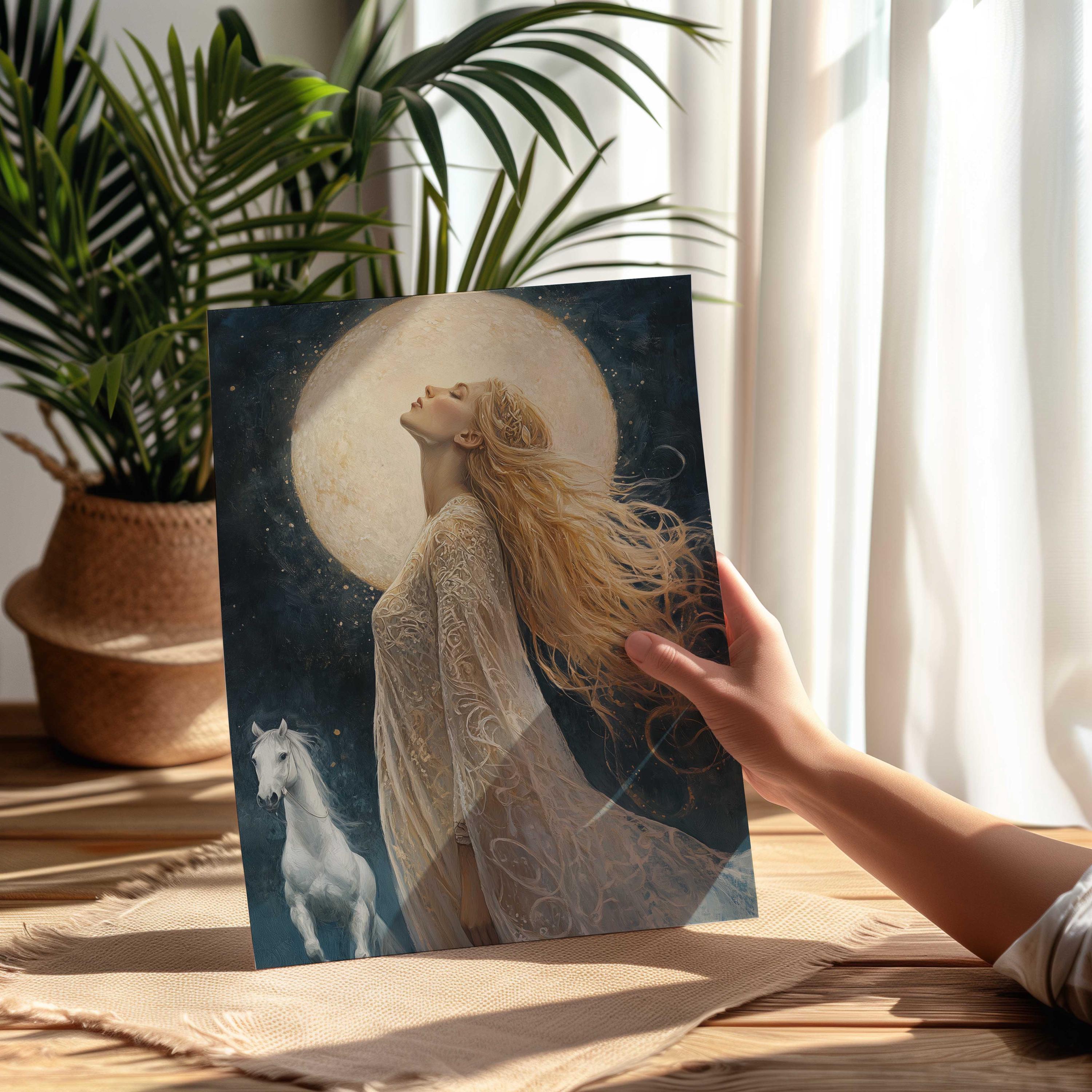 Rhiannon Celtic Goddess Wall Art, Welsh Mythology Print, Goddess of ...
