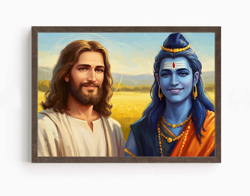 Lord Shiva With Jesus Christ, Jesus Along With Shiva, Religious Print ...