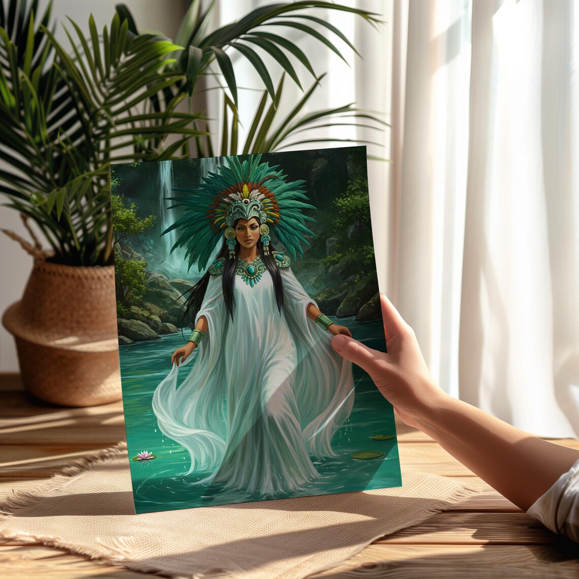 Aztec Wall Art, Chalchiuhtlicue Art, Aztec Goddess of Water Decor ...