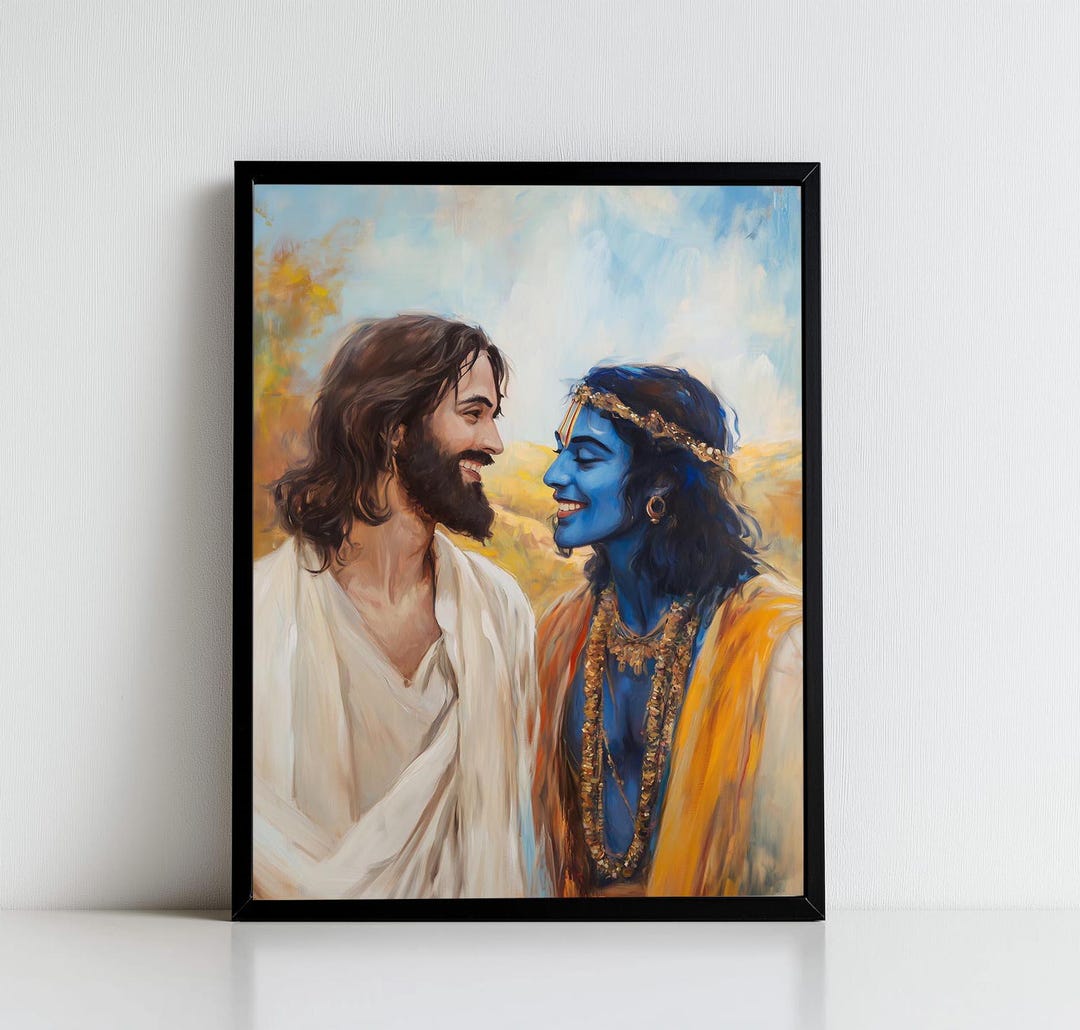 Lord Krishna Meets With Jesus Christ, Jesus Walking Along With Krishna ...