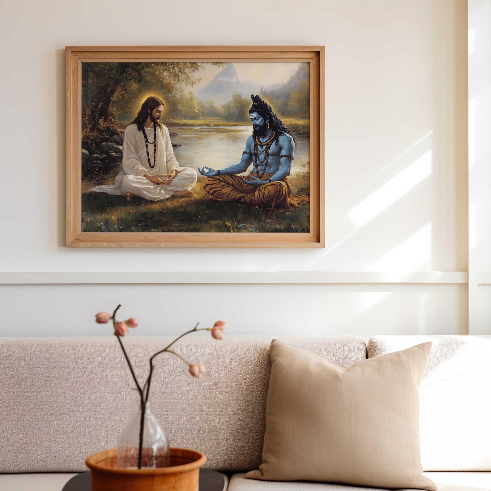 Lord Shiva Meditating With Jesus Christ, Jesus Meditating Along With ...