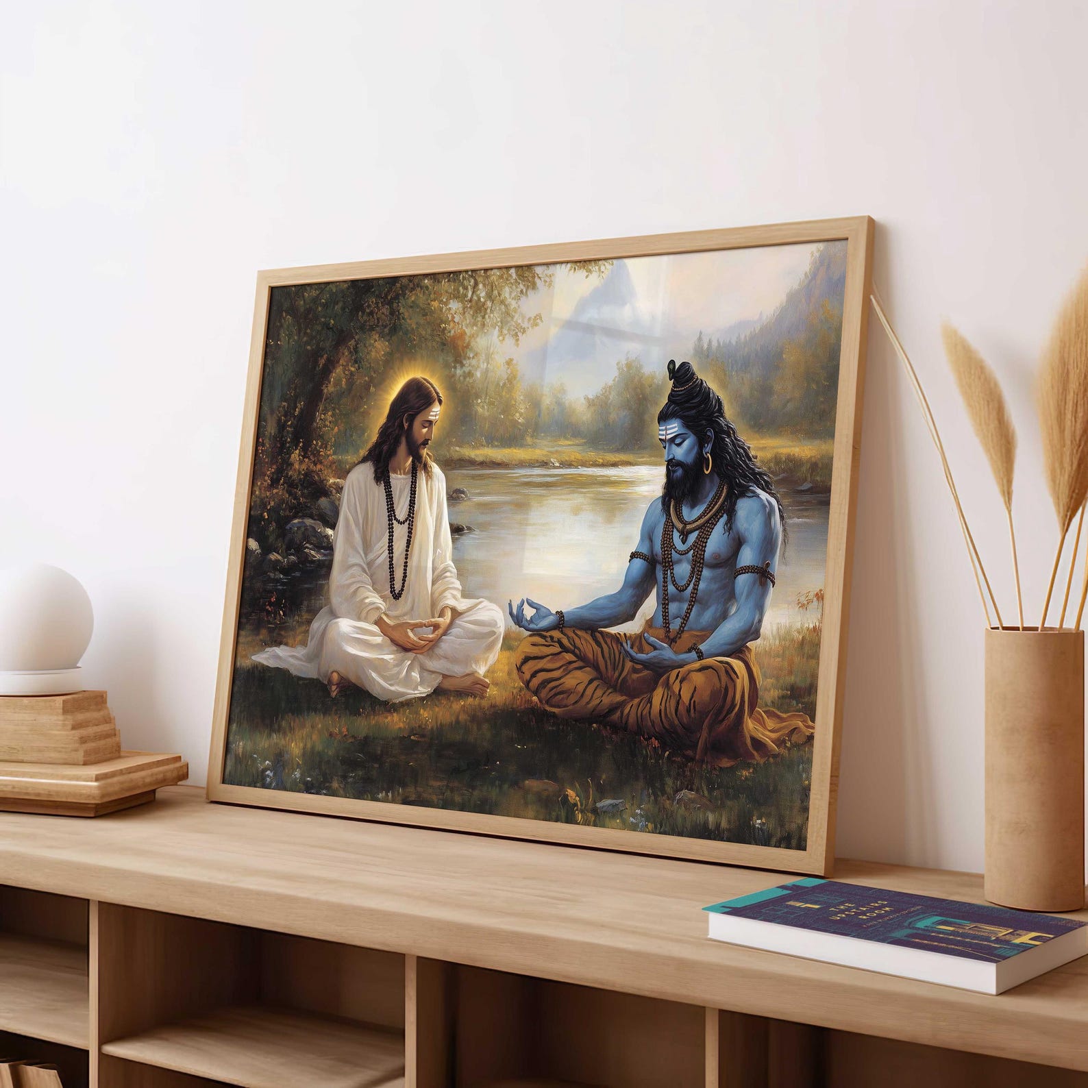 Lord Shiva Meditating With Jesus Christ, Jesus Meditating Along With ...