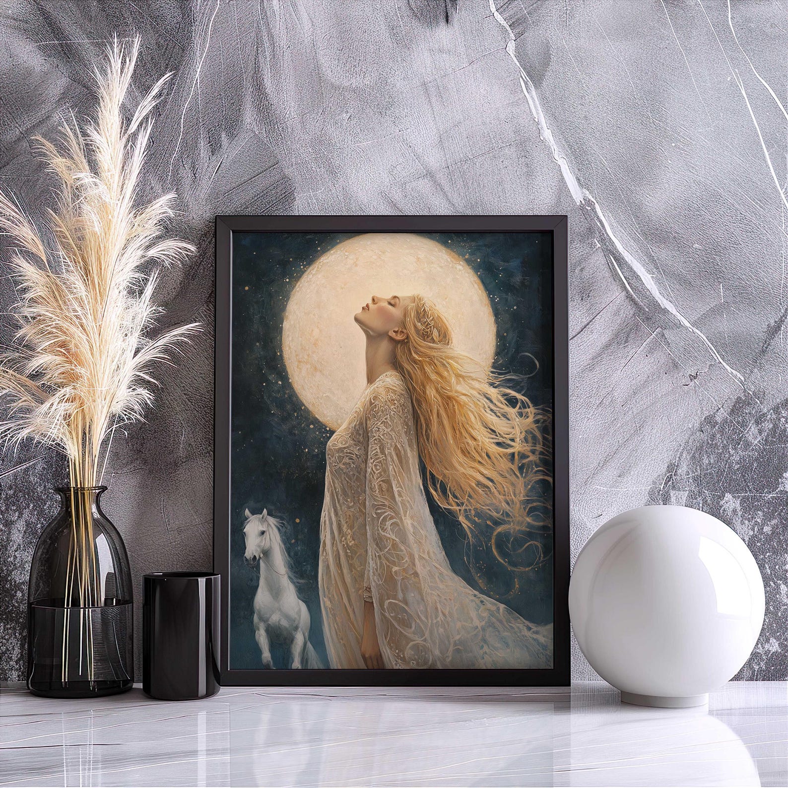 Rhiannon Celtic Goddess Wall Art, Welsh Mythology Print, Goddess of ...