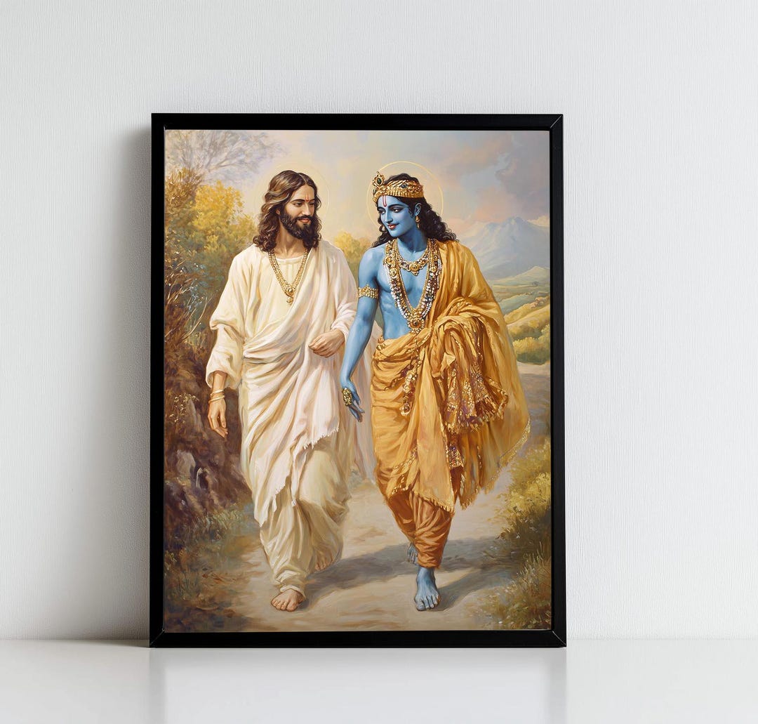 Lord Krishna Meets With Jesus Christ, Jesus Walking Along With Krishna ...