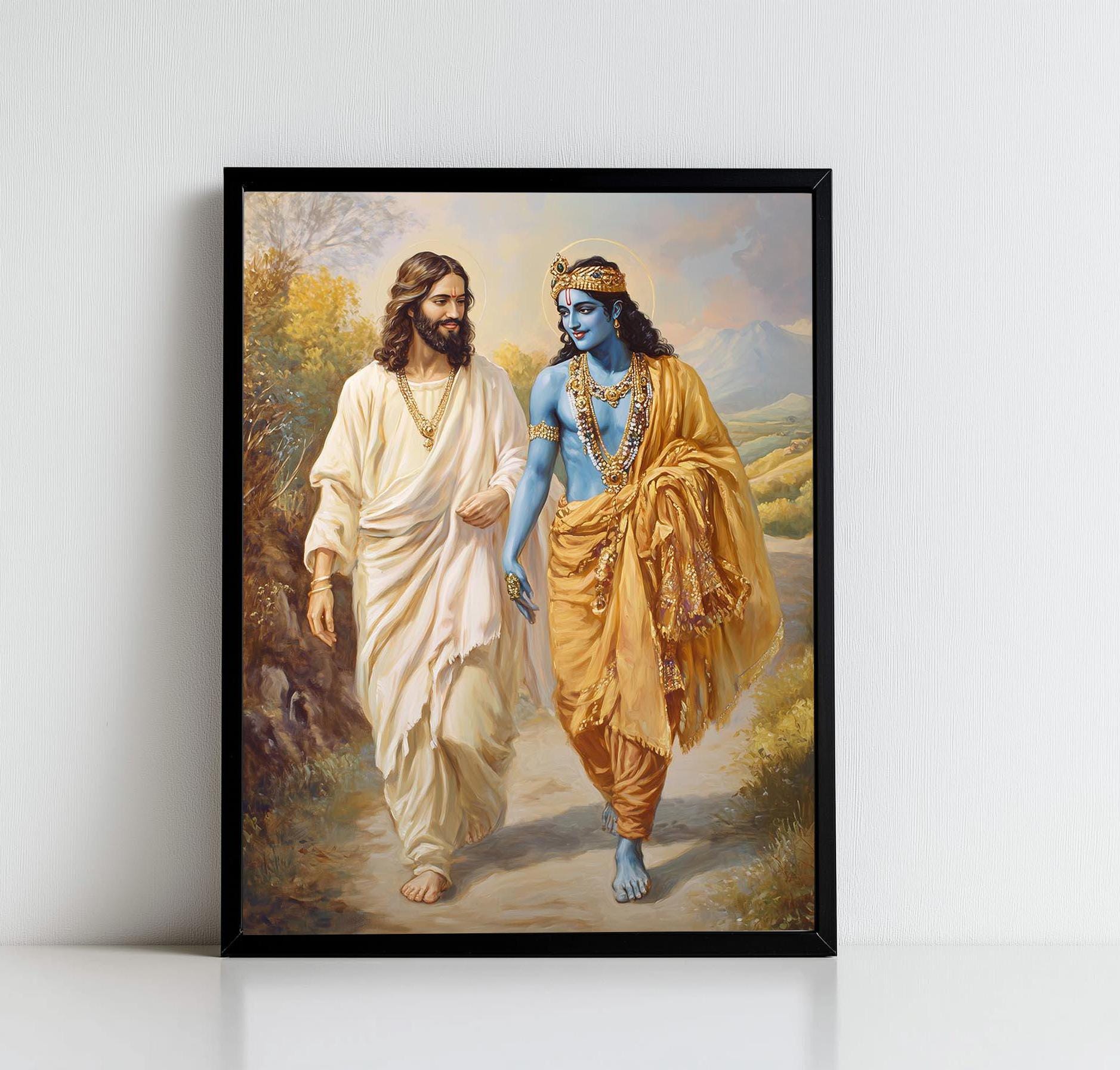 Lord Krishna Meets With Jesus Christ, Jesus Walking Along With Krishna ...