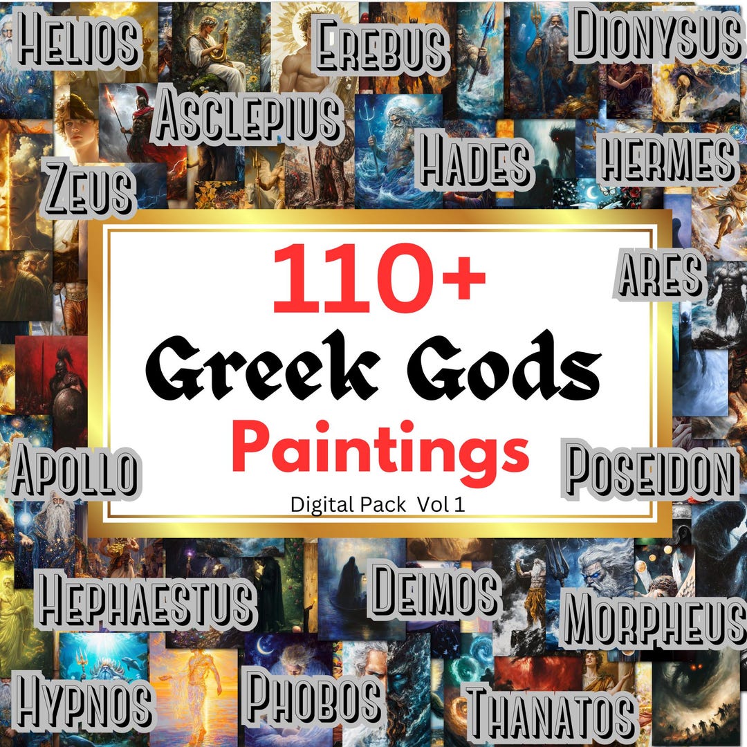 110+ Greek God Digital Paintings Bundle, Zeus, Apollo, Poseidon, Ares ...