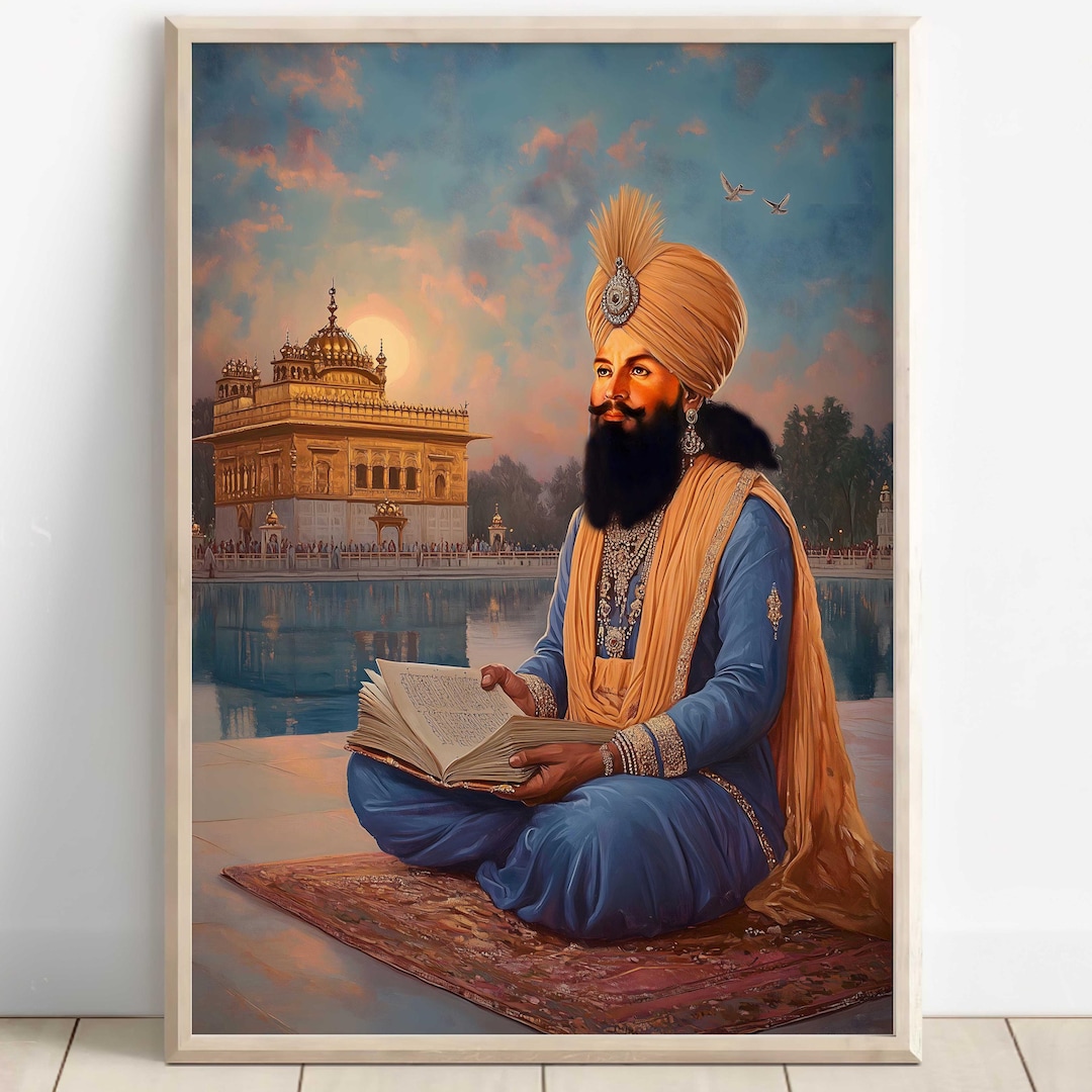 Guru Gobind Singh at Golden Temple, 10th Sikh Guru(1675–1708), Sikh Art ...