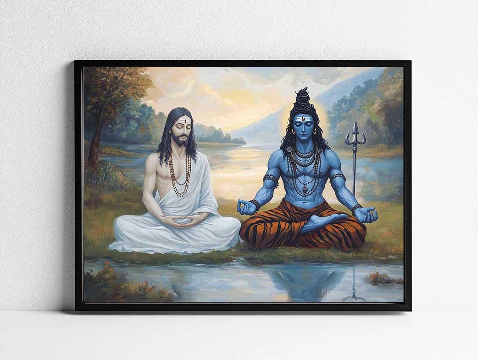 Lord Shiva Meditating With Jesus Christ, Jesus Meditating Along With ...