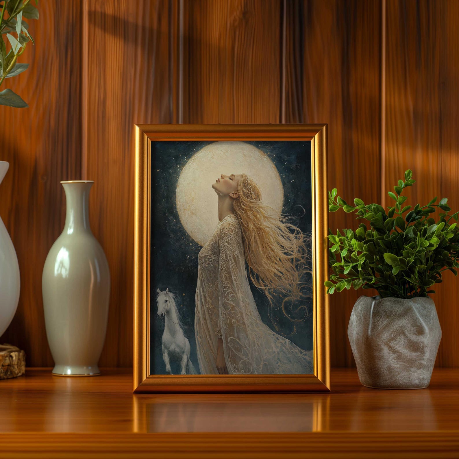 Rhiannon Celtic Goddess Wall Art, Welsh Mythology Print, Goddess of ...