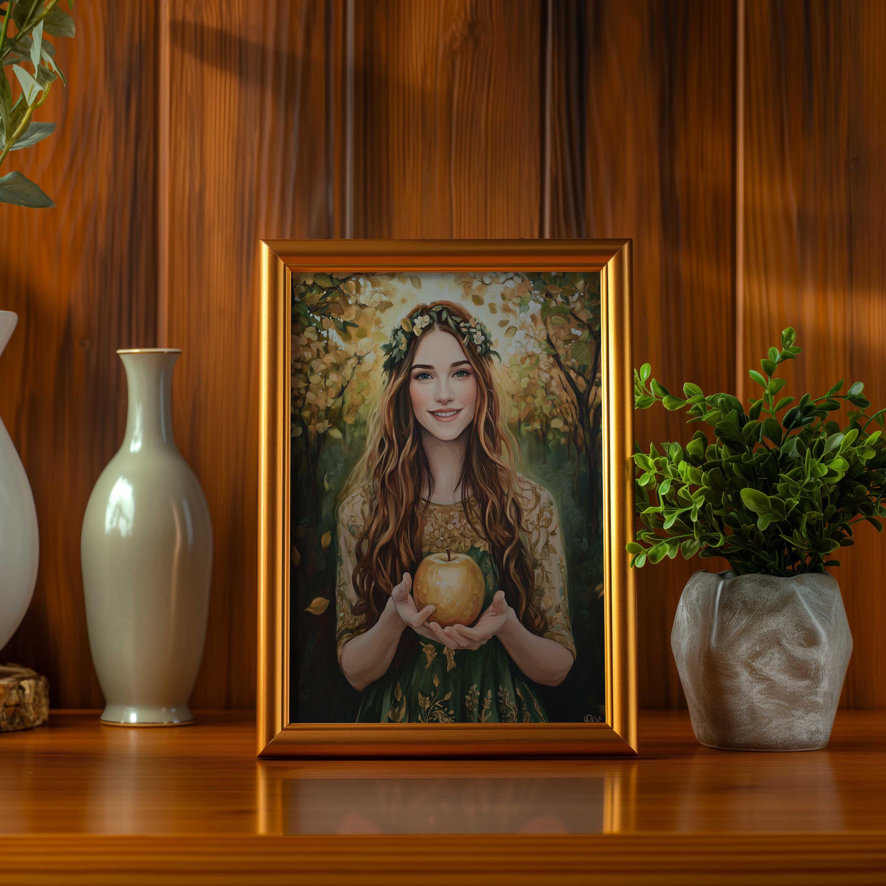 Idunn Wall Art, Norse Mythology Decor, Viking Goddess Artwork, Goddess ...