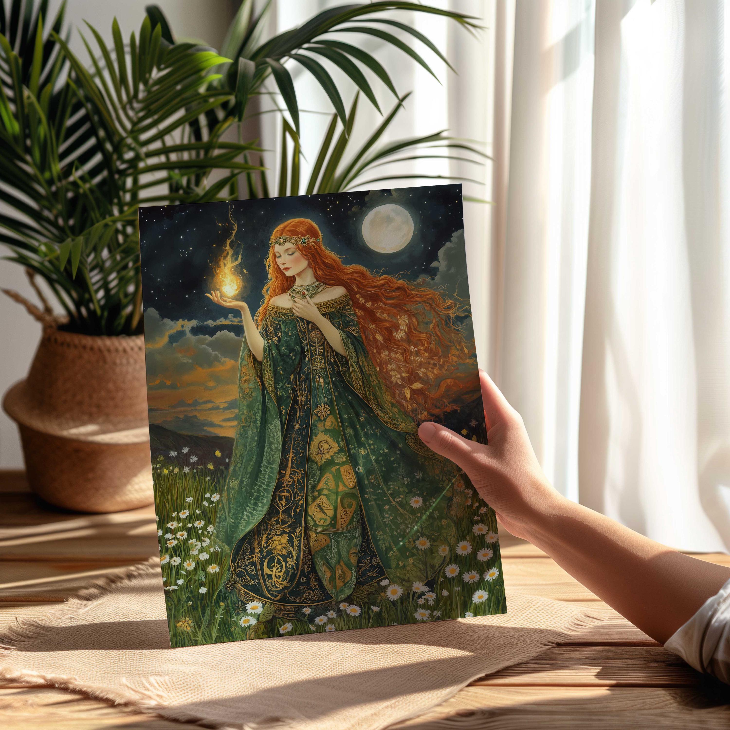 Brigid Celtic Goddess Wall Art, Irish Mythology Print, Goddess of Fire ...