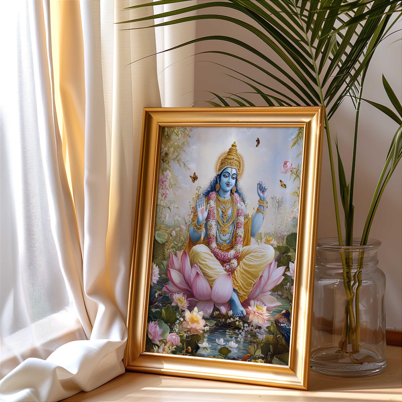 Vishnu Art, Hindu God Wall Art, VISHNU, Indian God, Lord Narayana ...
