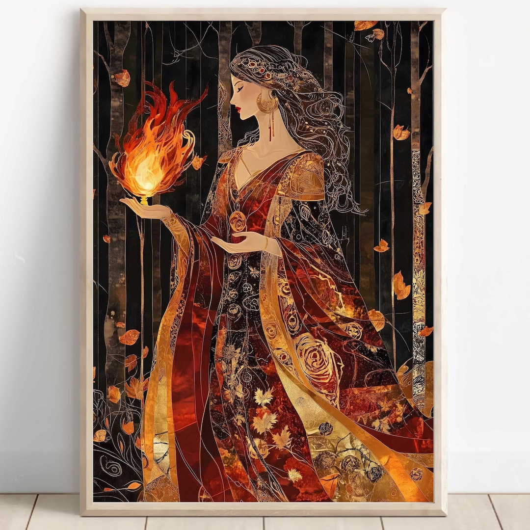 Hestia Wall Art, Greek Goddess of Home and Hearth, Hestia Canvas, Greek ...