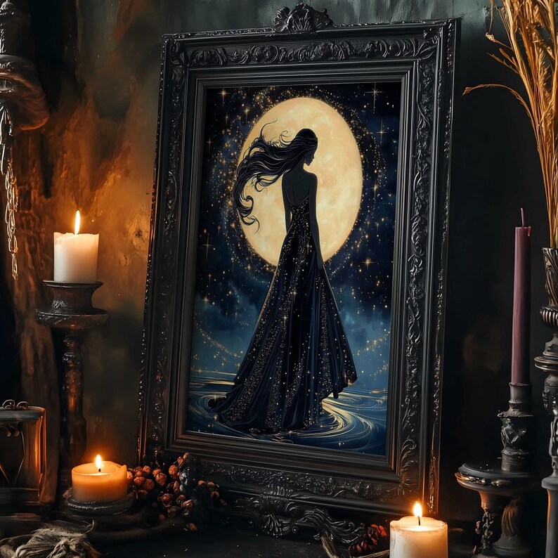 Nyx Wall Art, Greek Goddess of the Night Sky, Nyx Canvas, Mythology ...