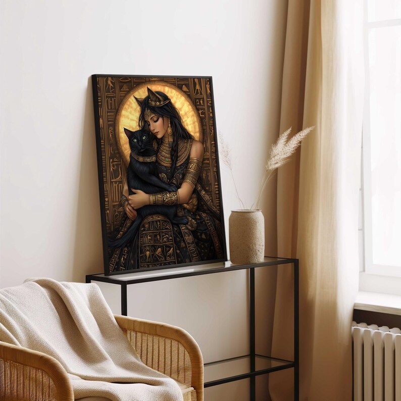 Egyptian Goddess Bastet Print, Bastet Cat Goddess Wall Art, Ancient ...