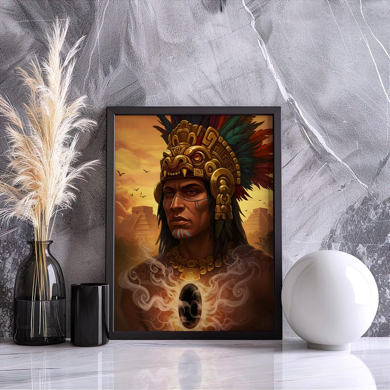 Aztec Wall Art, Tezcatlipoca Art, Aztec God of Night Decor, Aztec ...