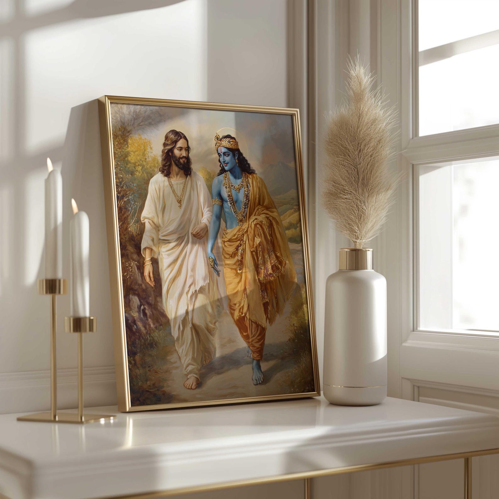 Lord Krishna Meets With Jesus Christ, Jesus Walking Along With Krishna ...
