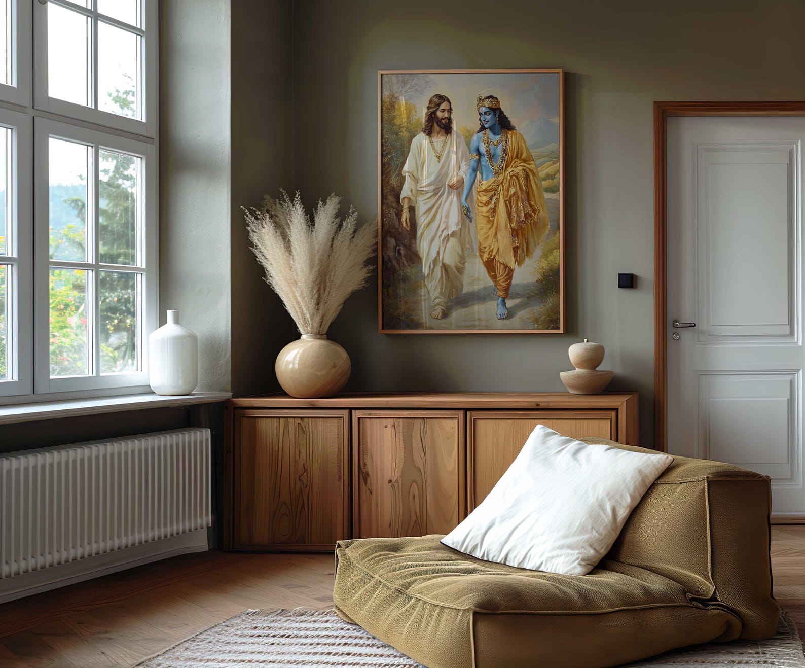 Lord Krishna Meets With Jesus Christ, Jesus Walking Along With Krishna ...