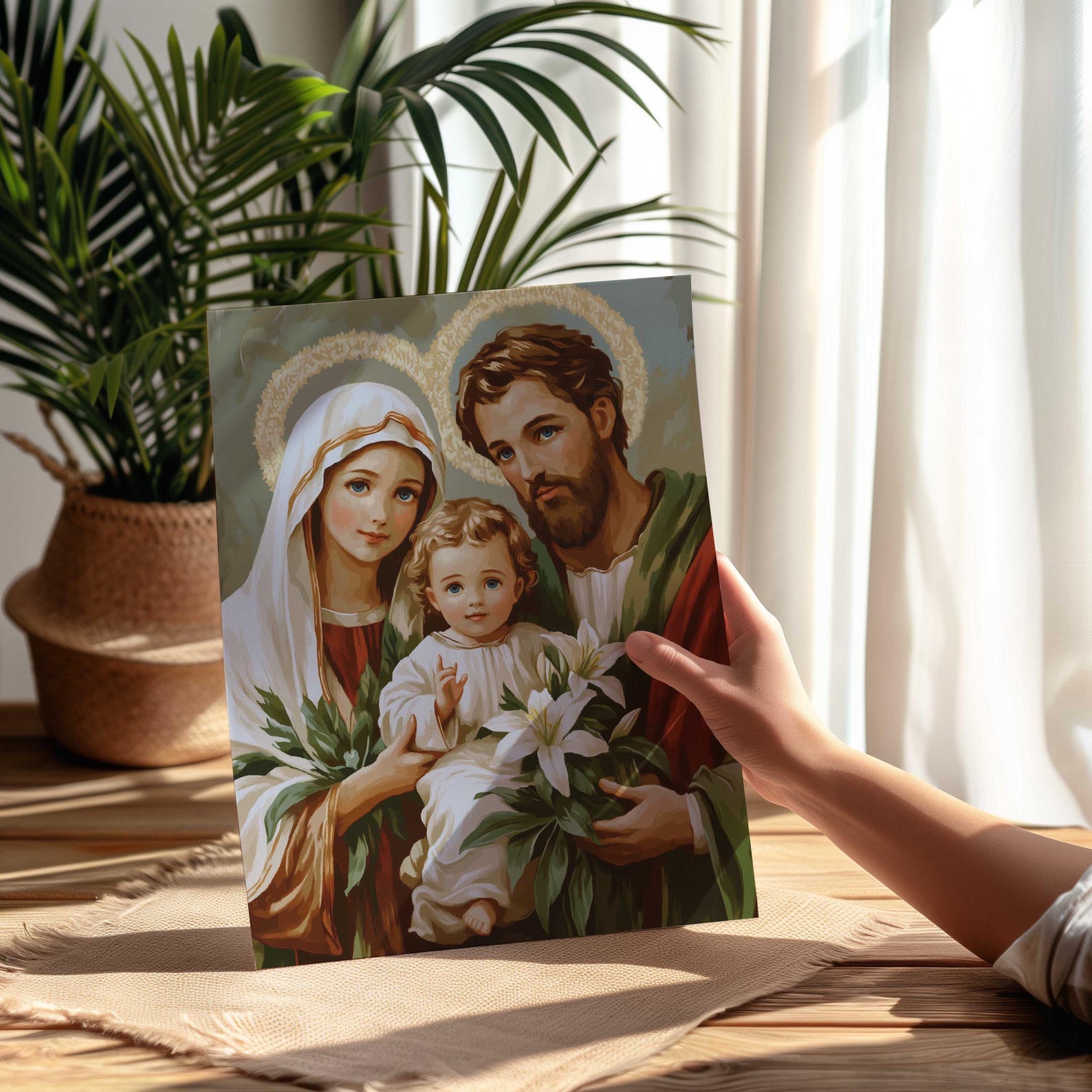 Christian Art, Holy Family, Baby Jesus With Father Joseph and Mother ...