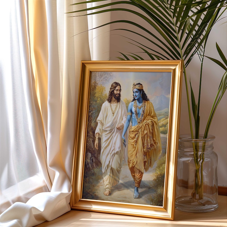 Lord Krishna Meets With Jesus Christ, Jesus Walking Along With Krishna ...